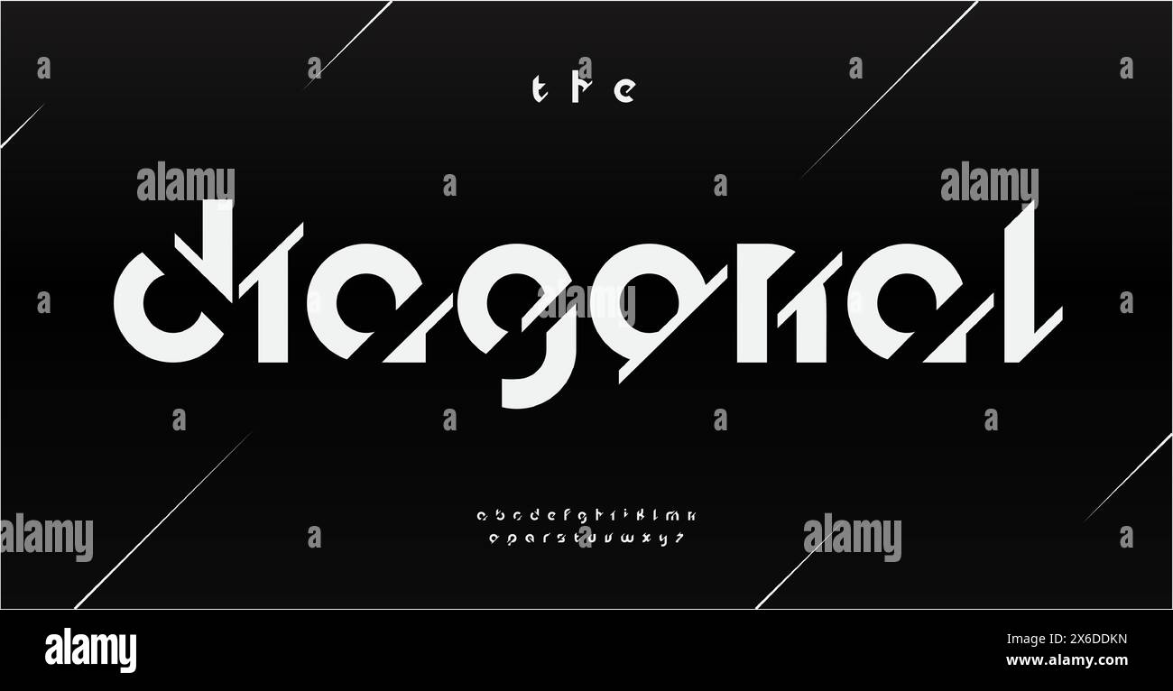 Futuristic cropped lowercase alphabet, minimalistic artistic bold ...