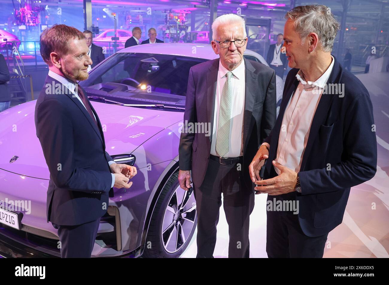 14 May 2024, Saxony, Leipzig: Michael Kretschmer (l-r, CDU), Minister ...