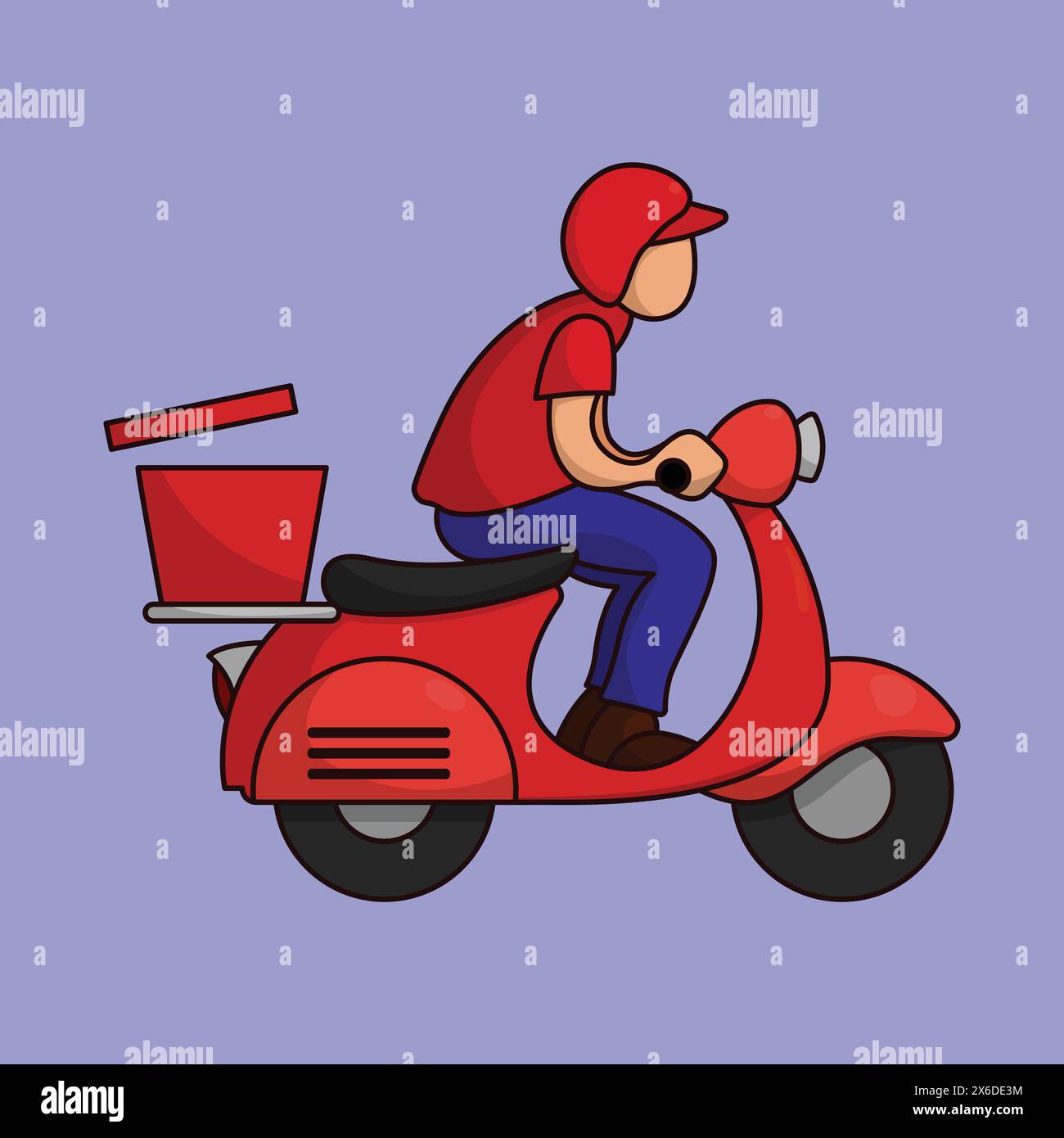 Delivery guy Vector Illustration. Delivery man on Scooter illustration Icon. Food Delivery rider ...