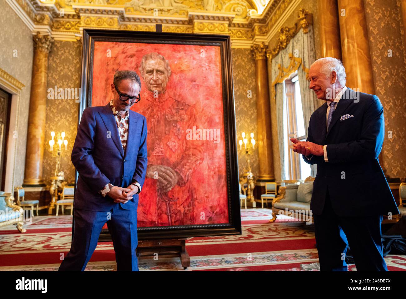 Artist Jonathan Yeo and King Charles III at the unveiling of Yeo's ...