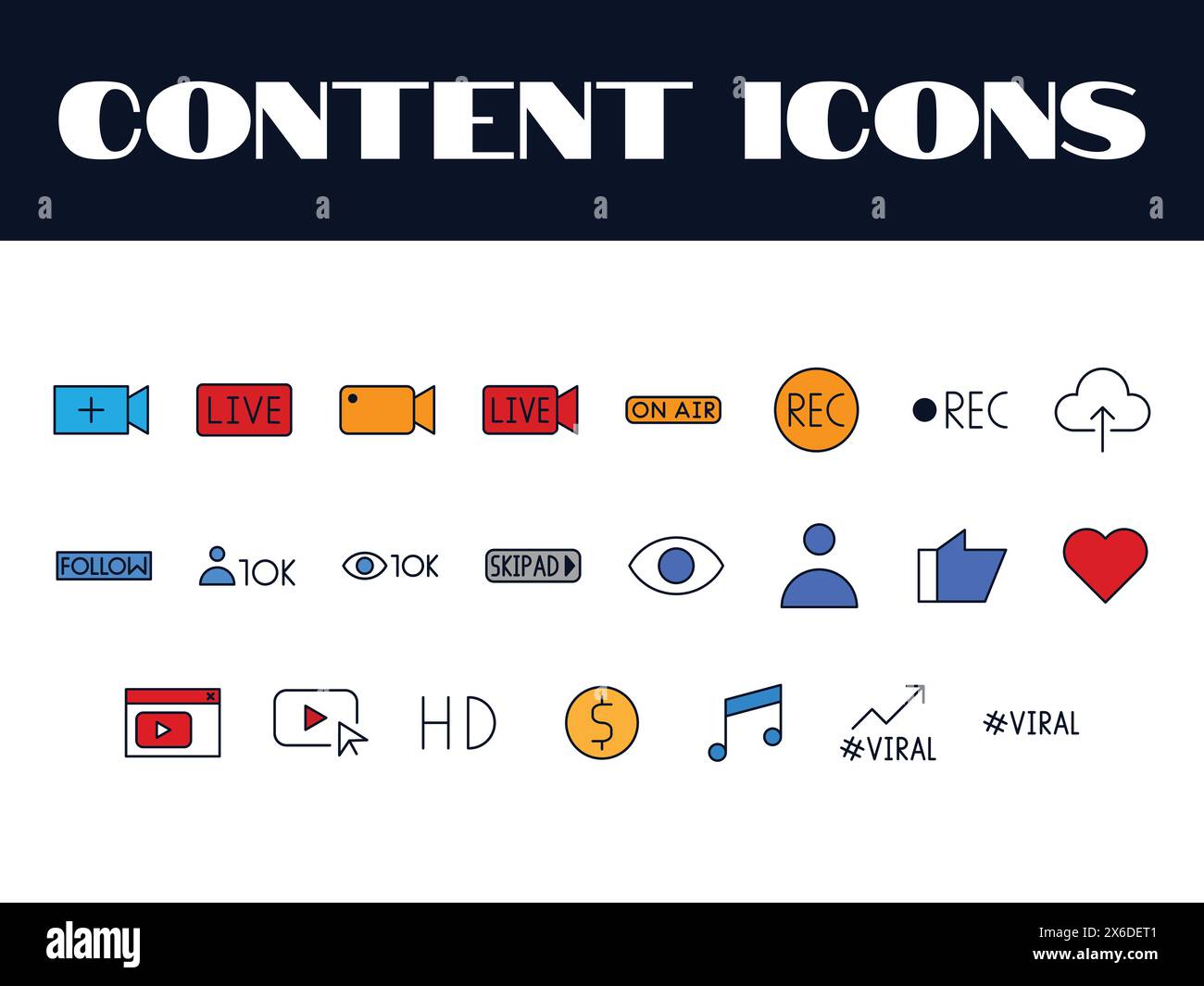 Content Creator Icons Set. Influencer Icon Illustration Vector. Social ...