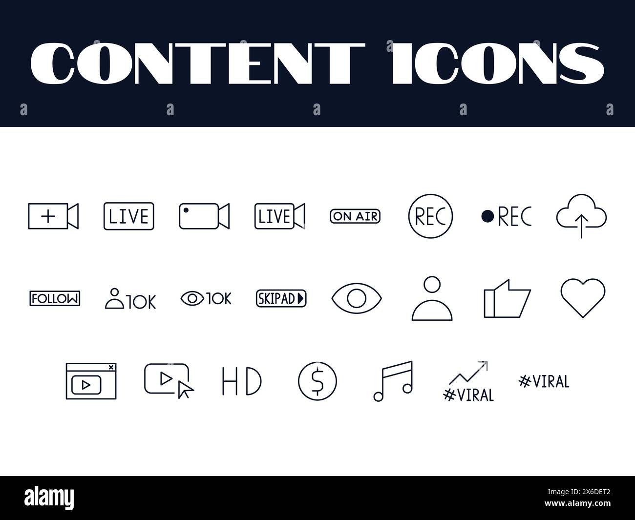 Content Creator Icons Set. Influencer Icon Illustration Vector. Social ...