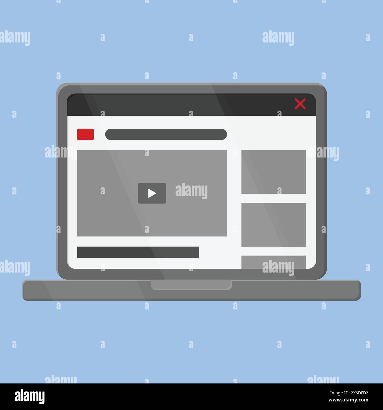 Laptop with Content Video playing Vector Illustration. Youtube in ...