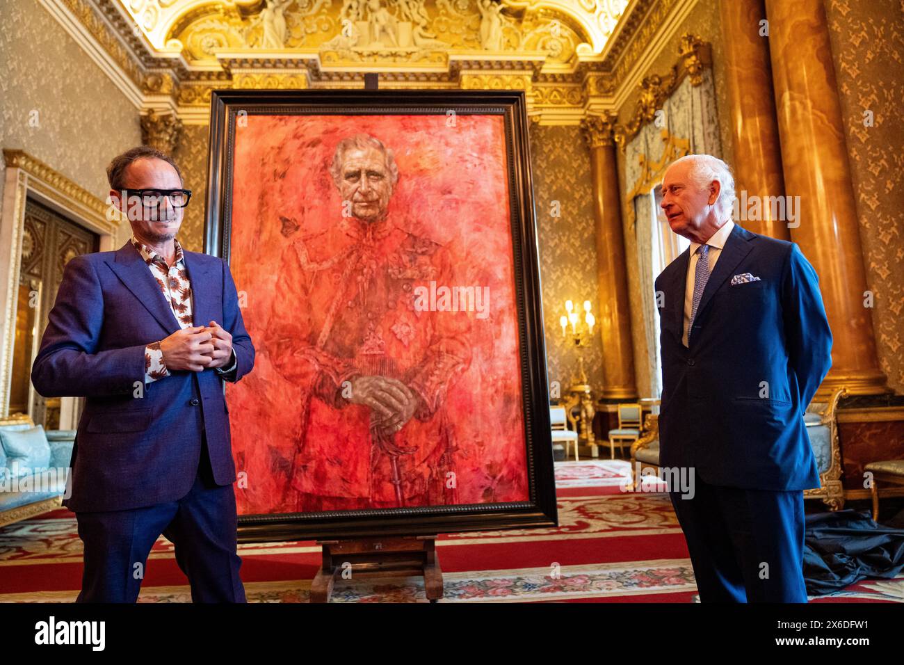 Artist Jonathan Yeo and King Charles III at the unveiling of artist Yeo ...