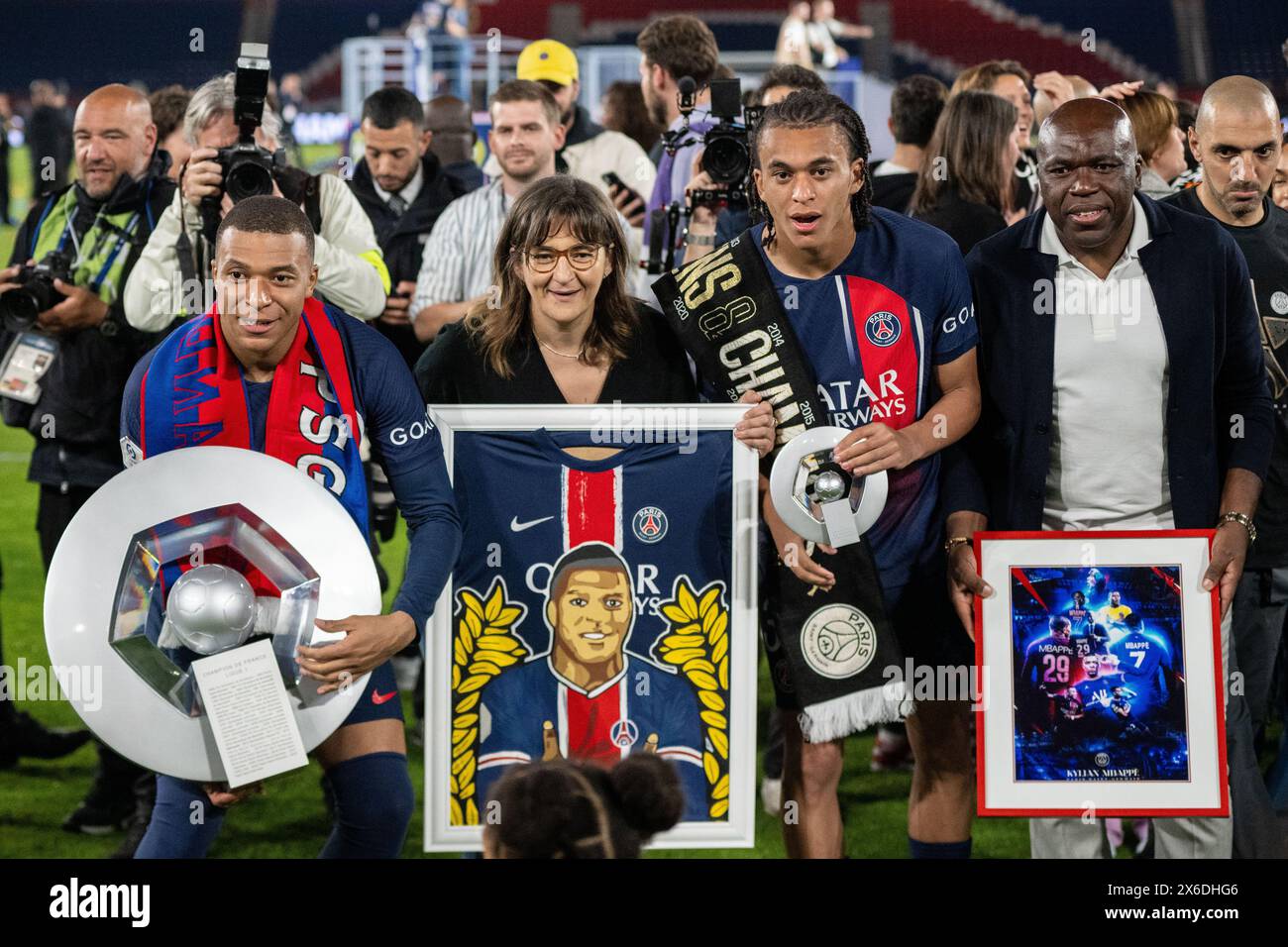 PARIS, FRANCE - MAY 12: Kylian Mbappe with his mother Fayza Lamari and ...