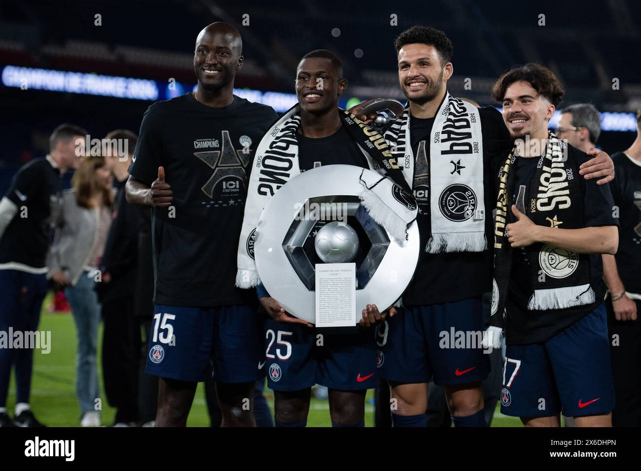 PARIS, FRANCE - MAY 12: Danilo Pereira, Nuno Mendes, Goncalo Ramos, Vitinha of Paris Saint ...