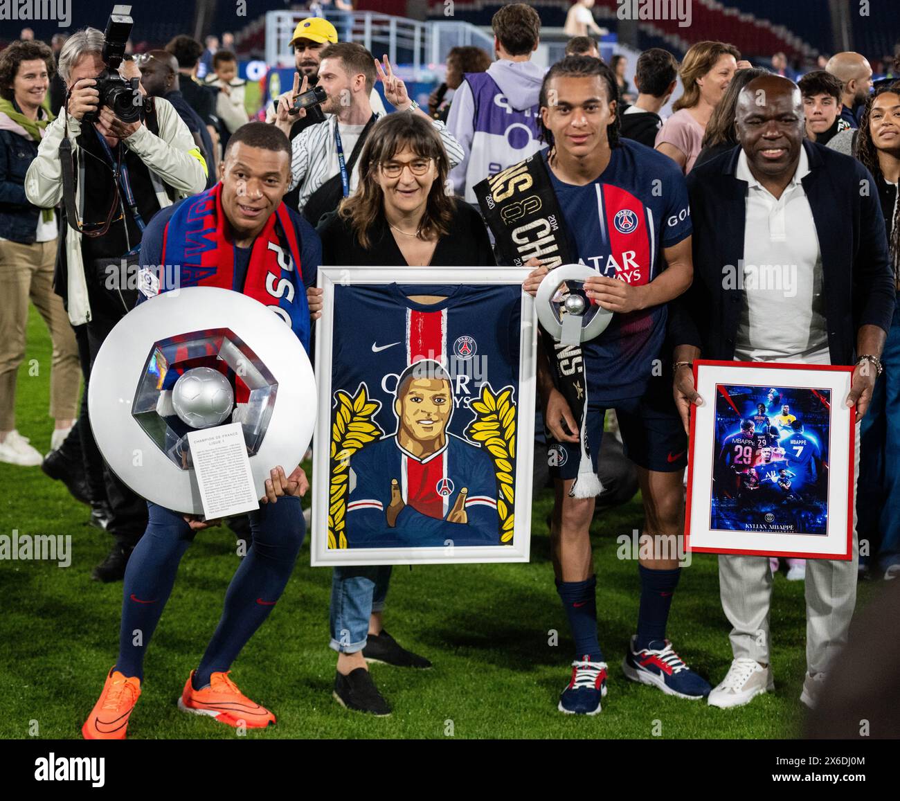 PARIS, FRANCE - MAY 12: Kylian Mbappe with his mother Fayza Lamari and ...