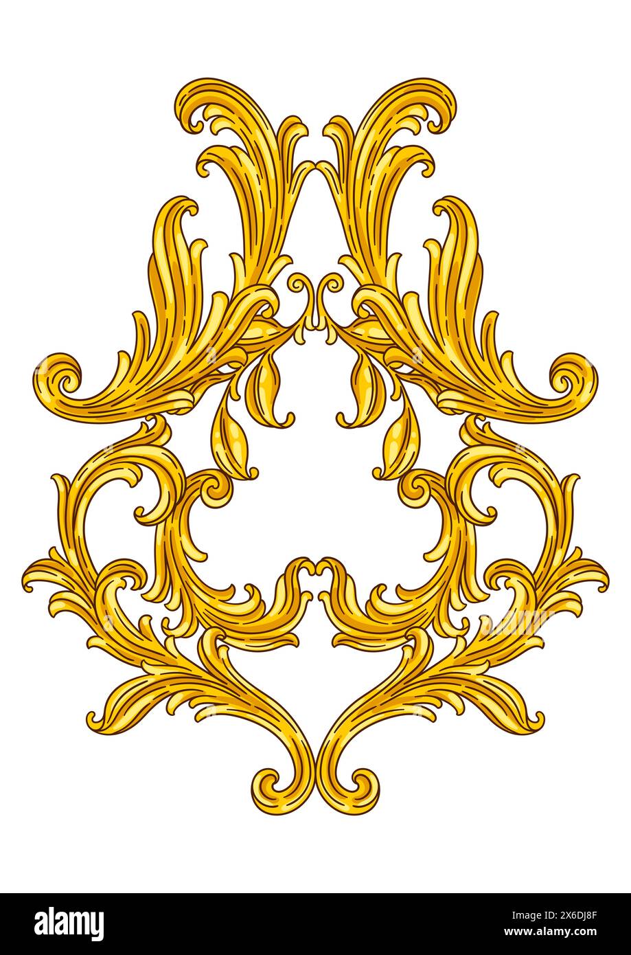 Floral element in baroque style. Decorative curling plant Stock Vector ...