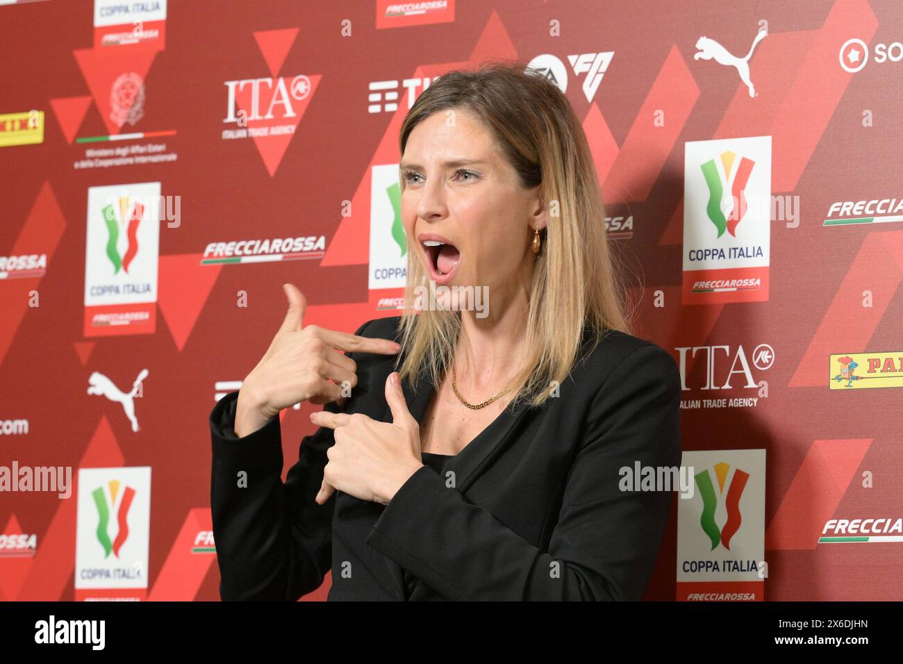 Roma, Italia. 14th May, 2024. sign language translator during Press ...