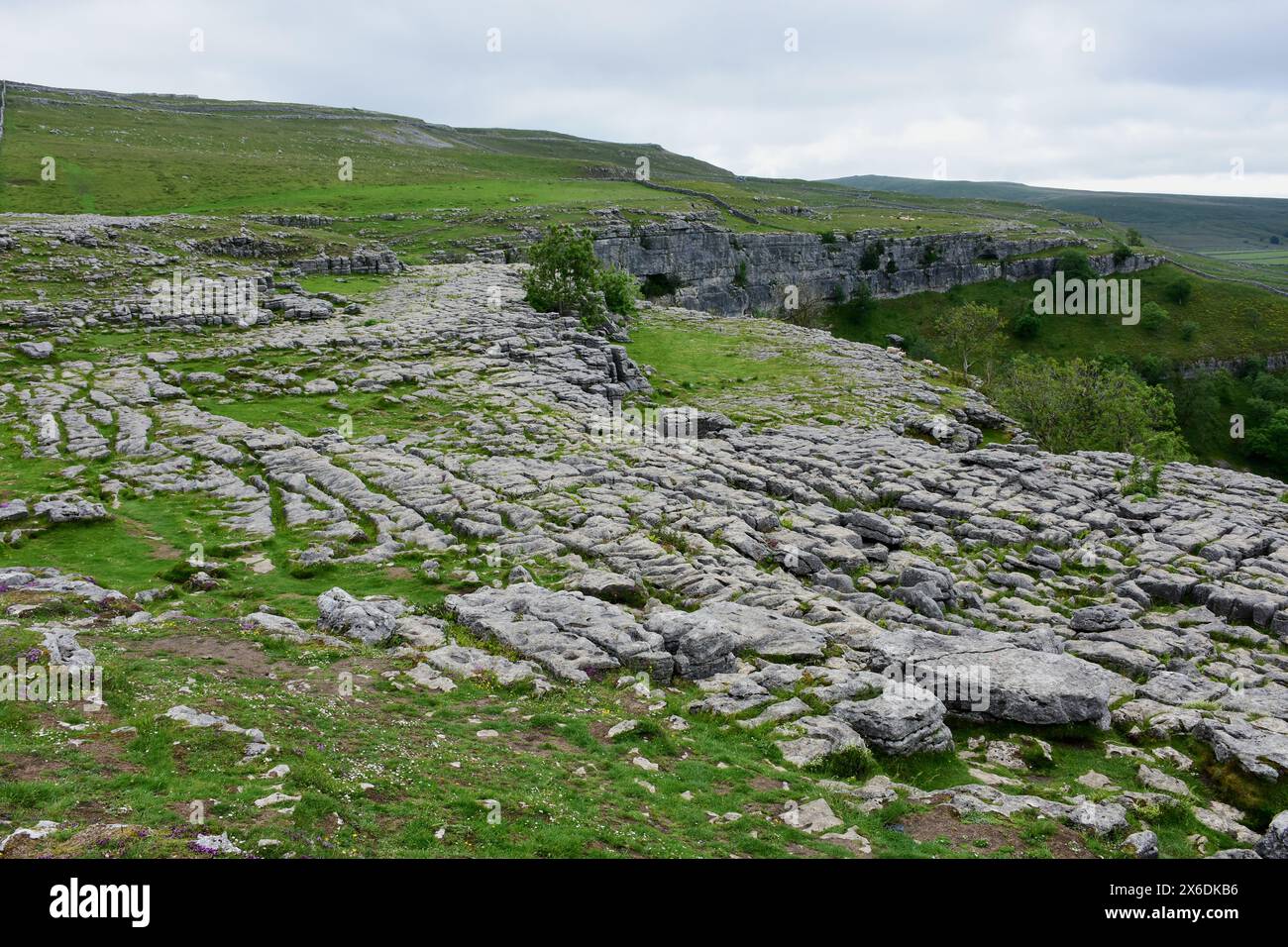Panoramic View of Limestone Pavement at Malham Cove in Yorkshire ...
