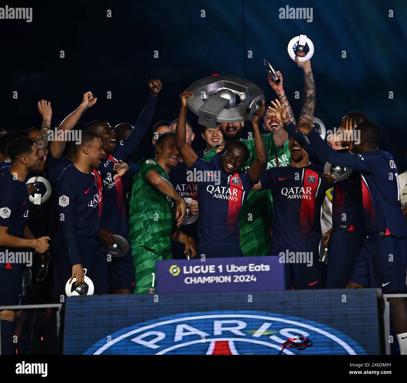 PARIS, FRANCE - MAY 12: Yoram Zague of Paris Saint-Germain on podium ...