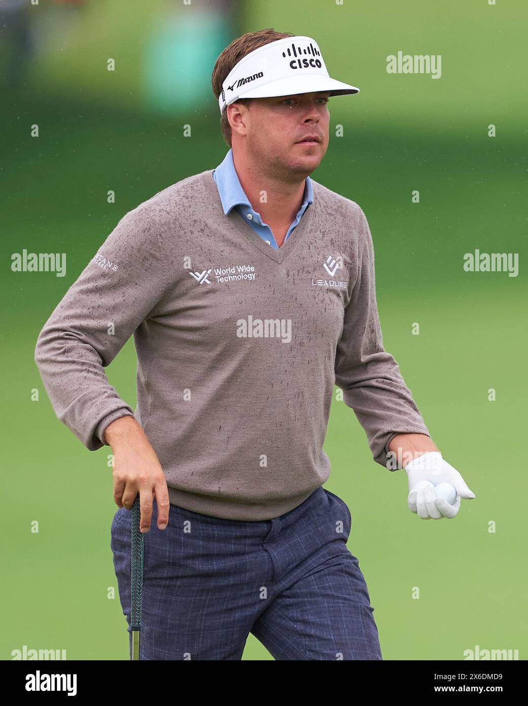 Keith Mitchell of the United States in action during a practice round ...