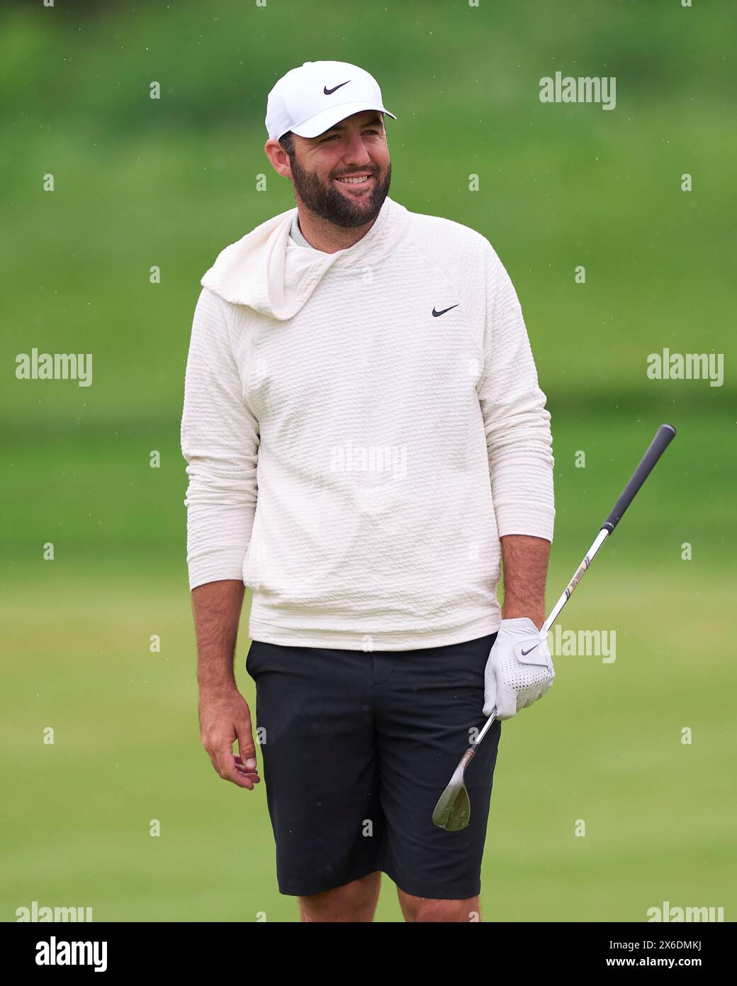 Scottie Scheffler of the United States in action during a practice ...