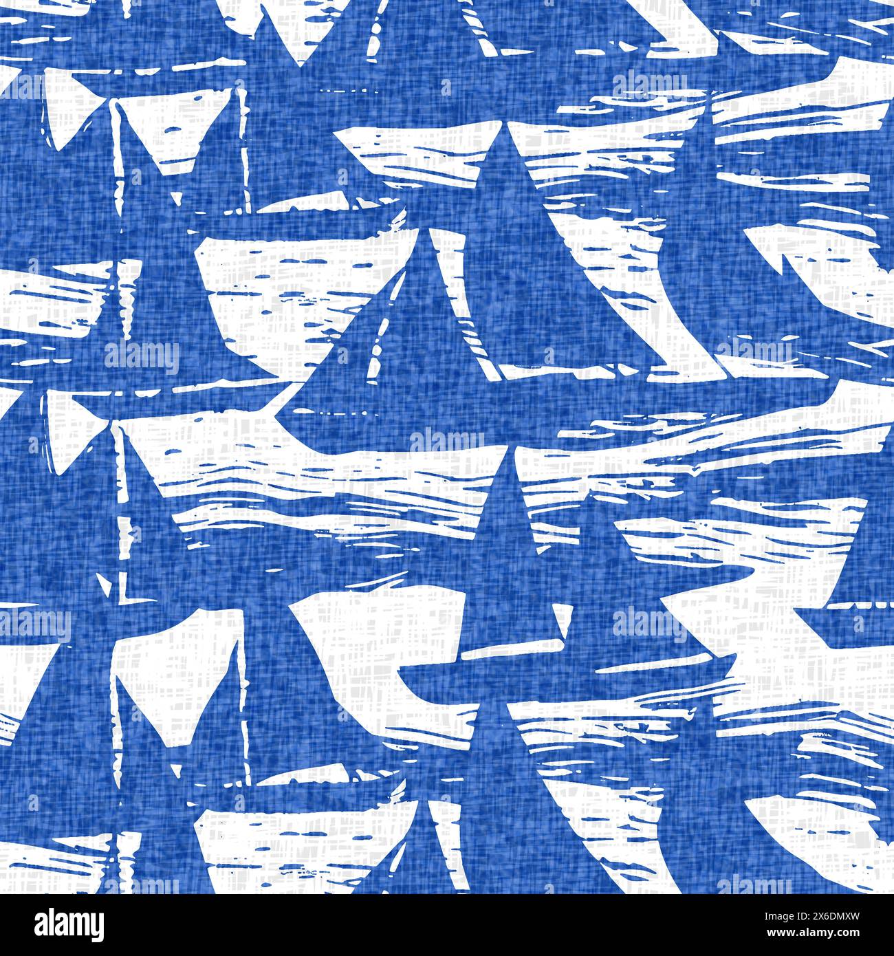 Coastal sail boat in azure ocean blue seamless background. Modern ...