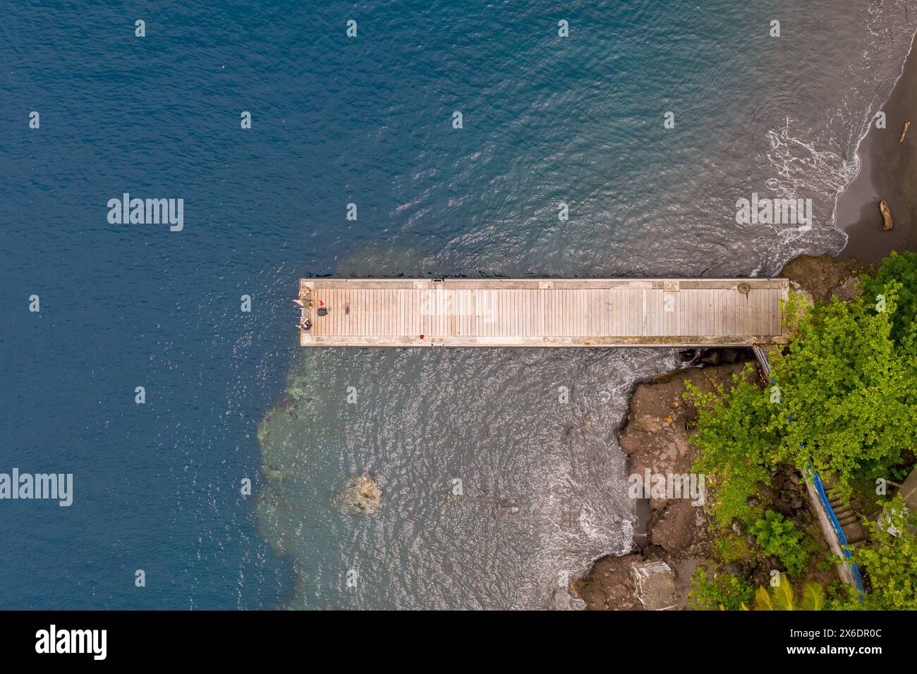 Overhead tranquility on a pier in Martinique's turquoise embrace Stock ...