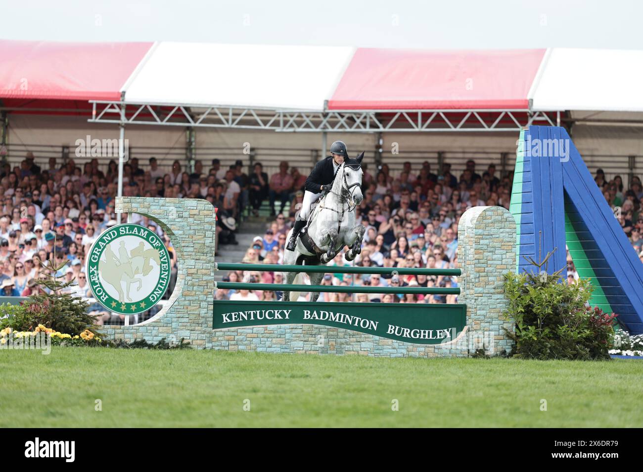 Tom Rowland of Great Britain with Dreamliner during showjumping at ...
