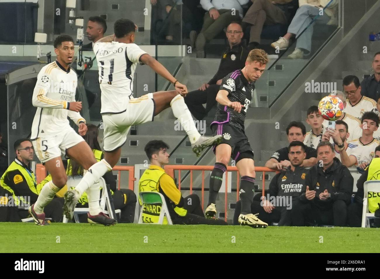 Jude Bellingham , Rodrygo of Real Madrid and Joshua Kimmich of Bayern ...