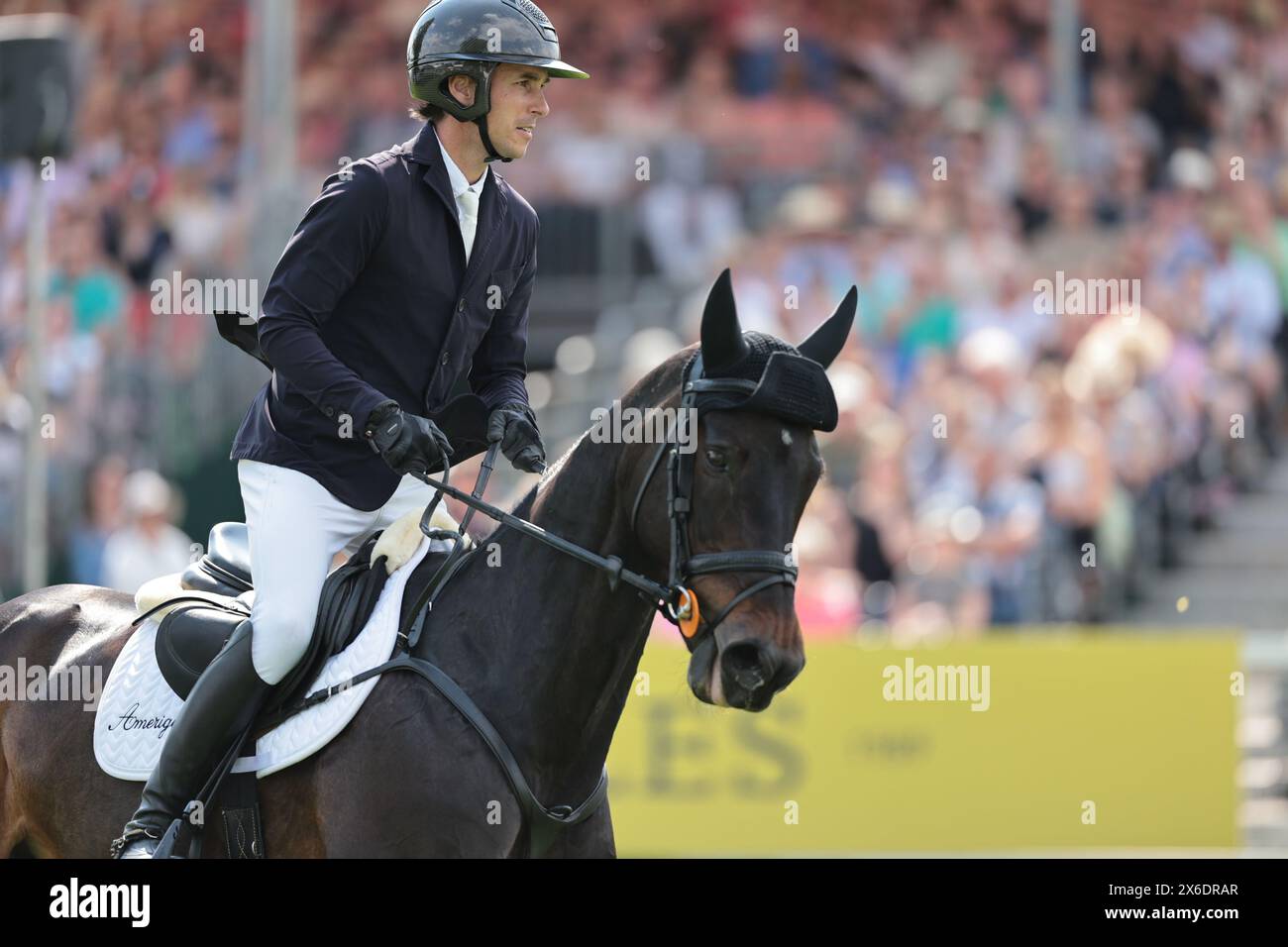 Felix Vogg of Switzerland with Cartania during showjumping at Badminton ...
