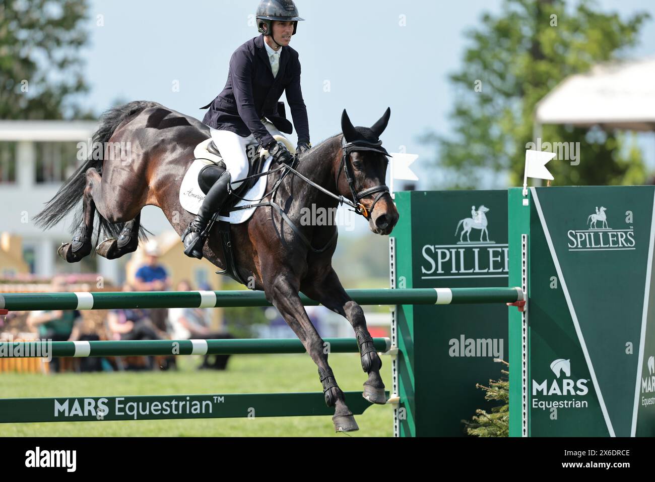 Felix Vogg of Switzerland with Cartania during showjumping at Badminton ...