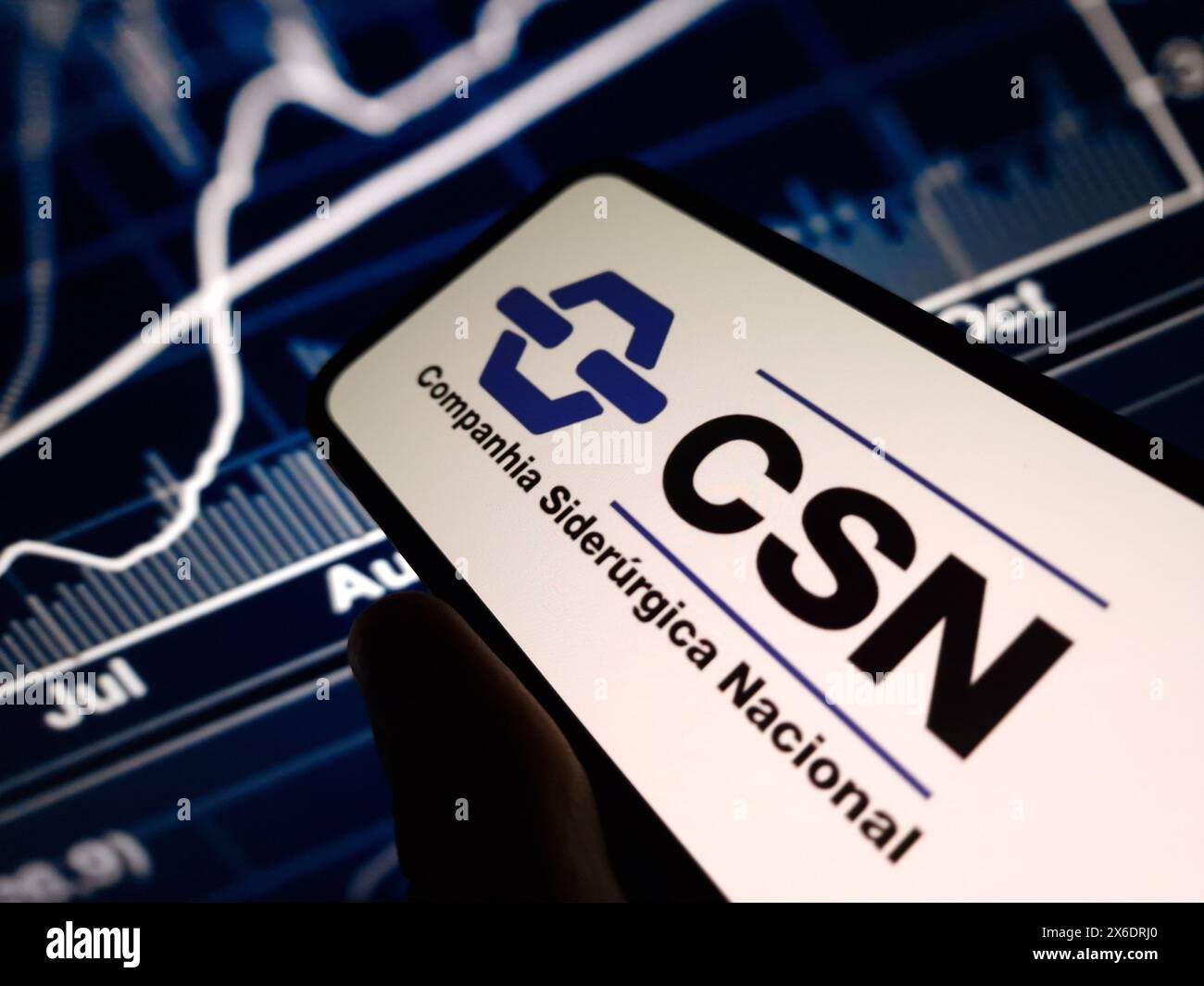 Konskie, Poland - May 13, 2024: CSN Mineracao company logo displayed on ...