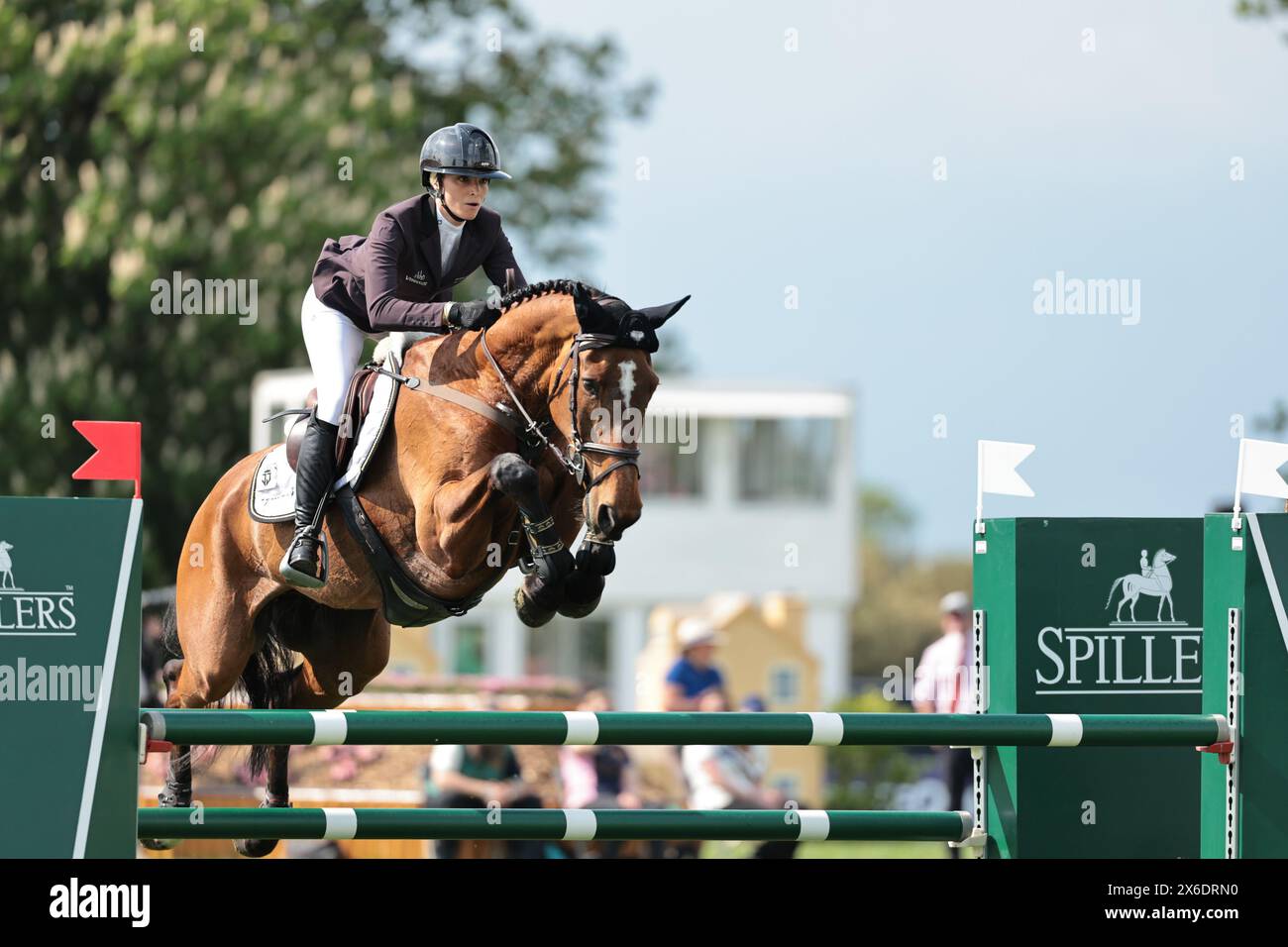 Emily King of Great Britain with Valmy Biats during showjumping at ...