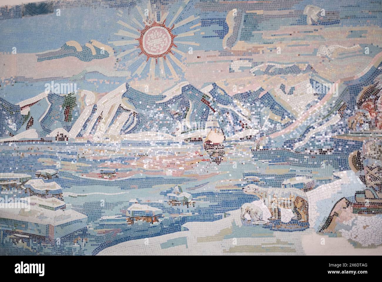 Vibrant mosaic depicting Arctic life in Pyramiden, Svalbard Stock Photo ...