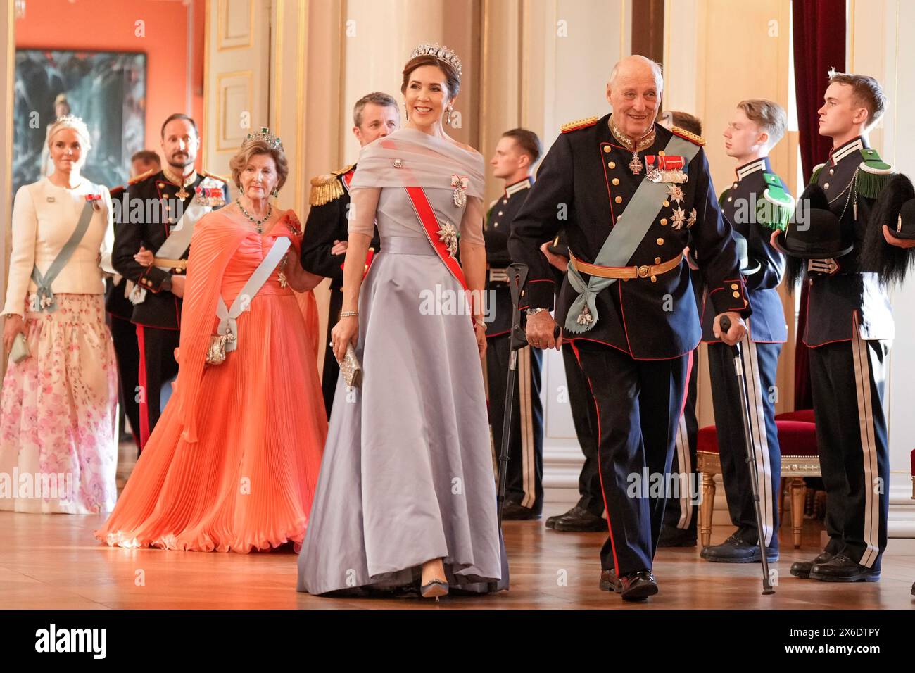 Oslo 20240514.King Harald and Queen Mary of Denmark on their way to a ...
