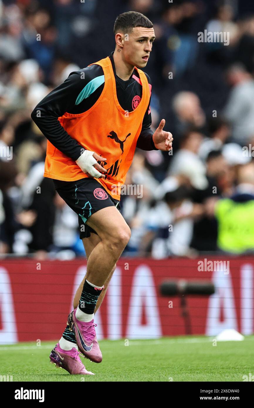 Phil Foden of Manchester City during the pre-game warm up ahead of the ...