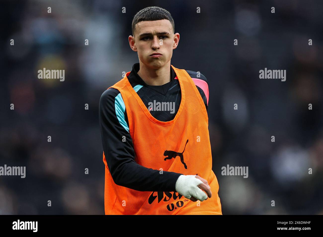 Phil Foden of Manchester City during the pre-game warm up ahead of the ...