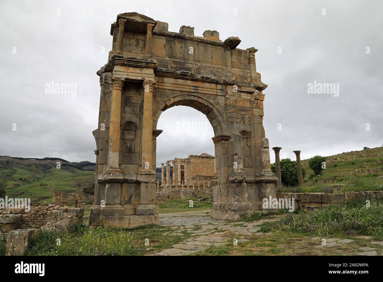 External side of the Arch of Caracalla at Djemila in Algeria Stock ...