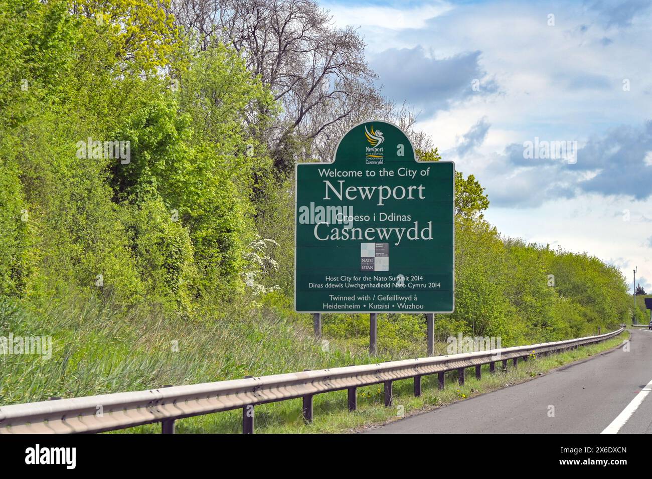 Newport, Wales, UK - 28 April 2024: Welcome to Newport sign on the M4 ...