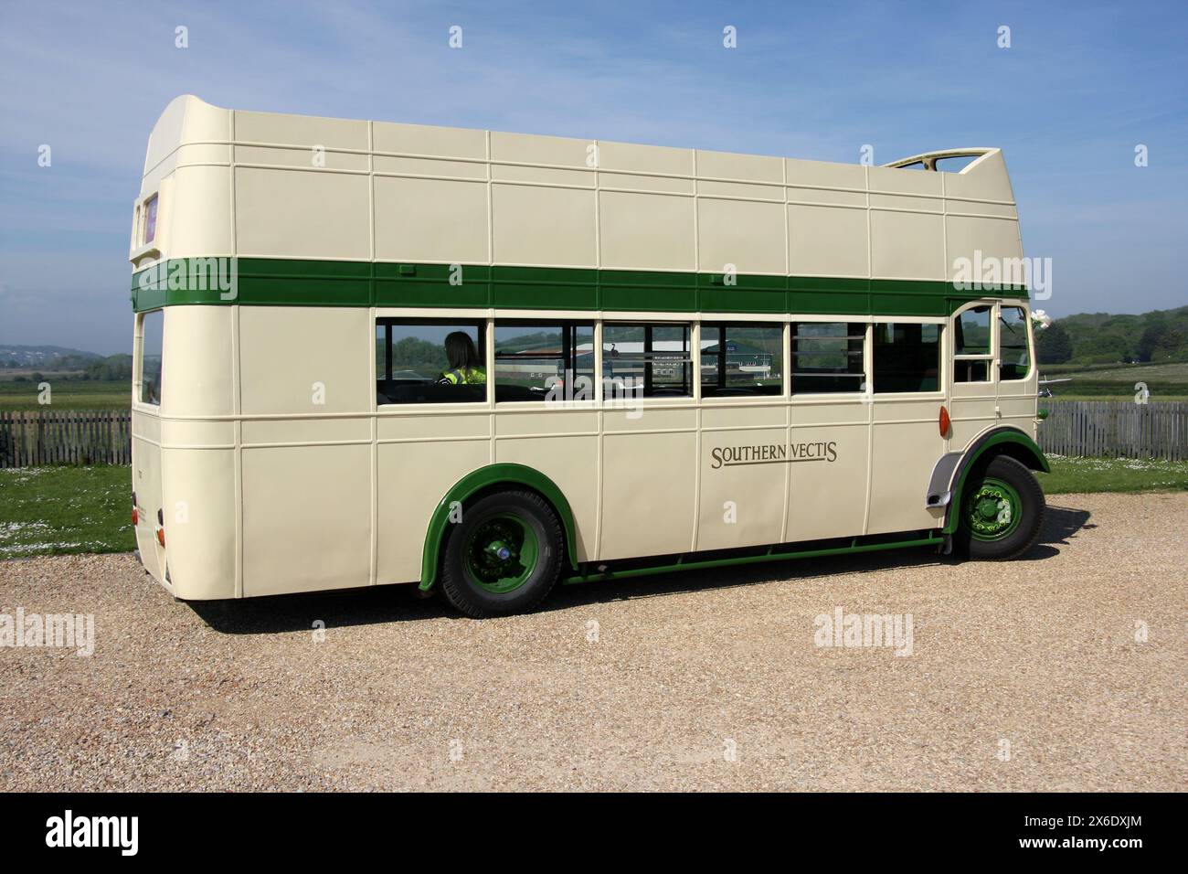 A Southern Vectis vintage open top bus named The Old Girl being used ...