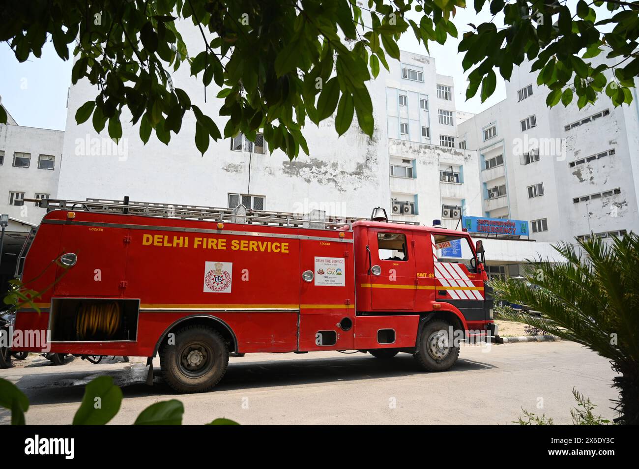NEW DELHI, INDIA - MAY 14: Vehicles of Fire Department and Delhi Police ...