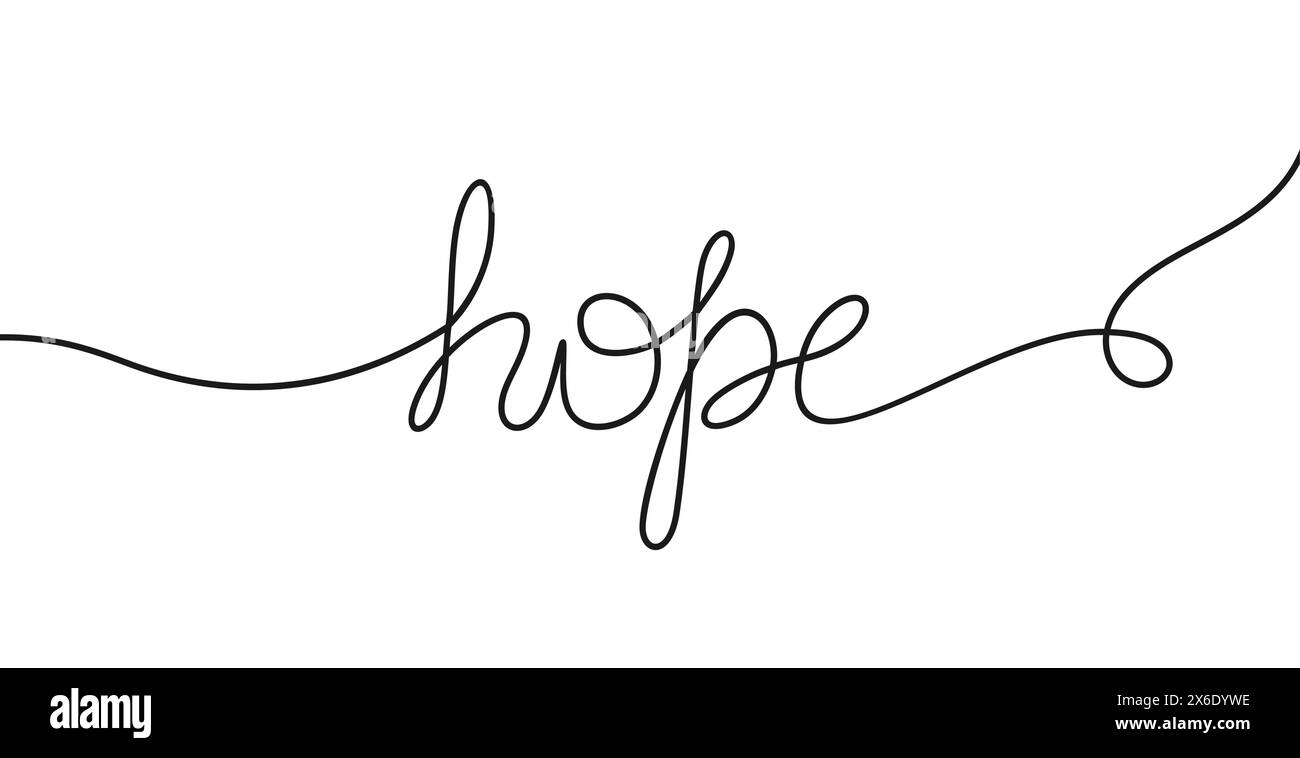 Continuous handwritten word hope on a white background, vector ...