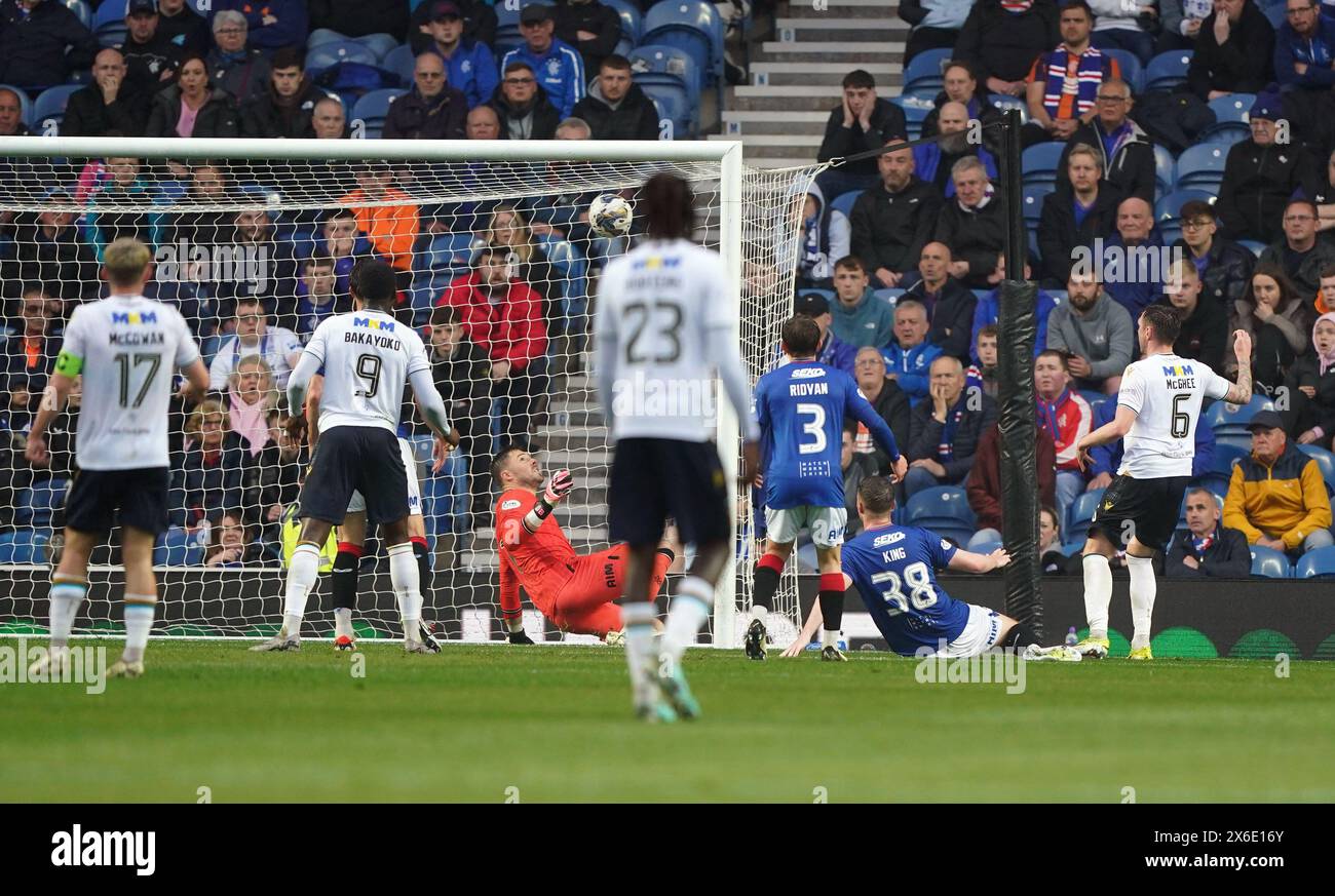 Dundee's Jordan McGhee scores the opening goal during the cinch ...