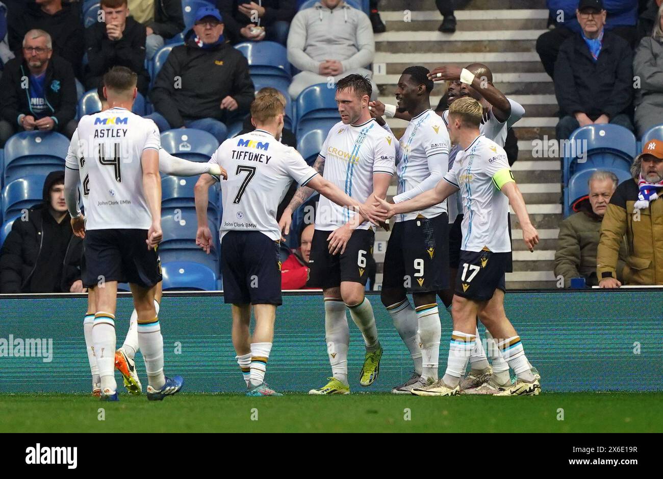Dundee's Jordan McGhee (6) celebrates scoring the opening goal during ...