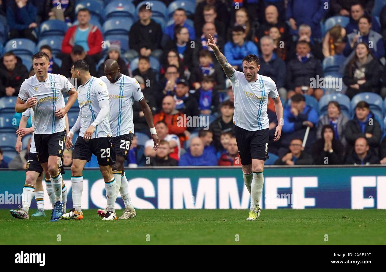 Dundee's Jordan McGhee celebrates scoring the opening goal during the ...