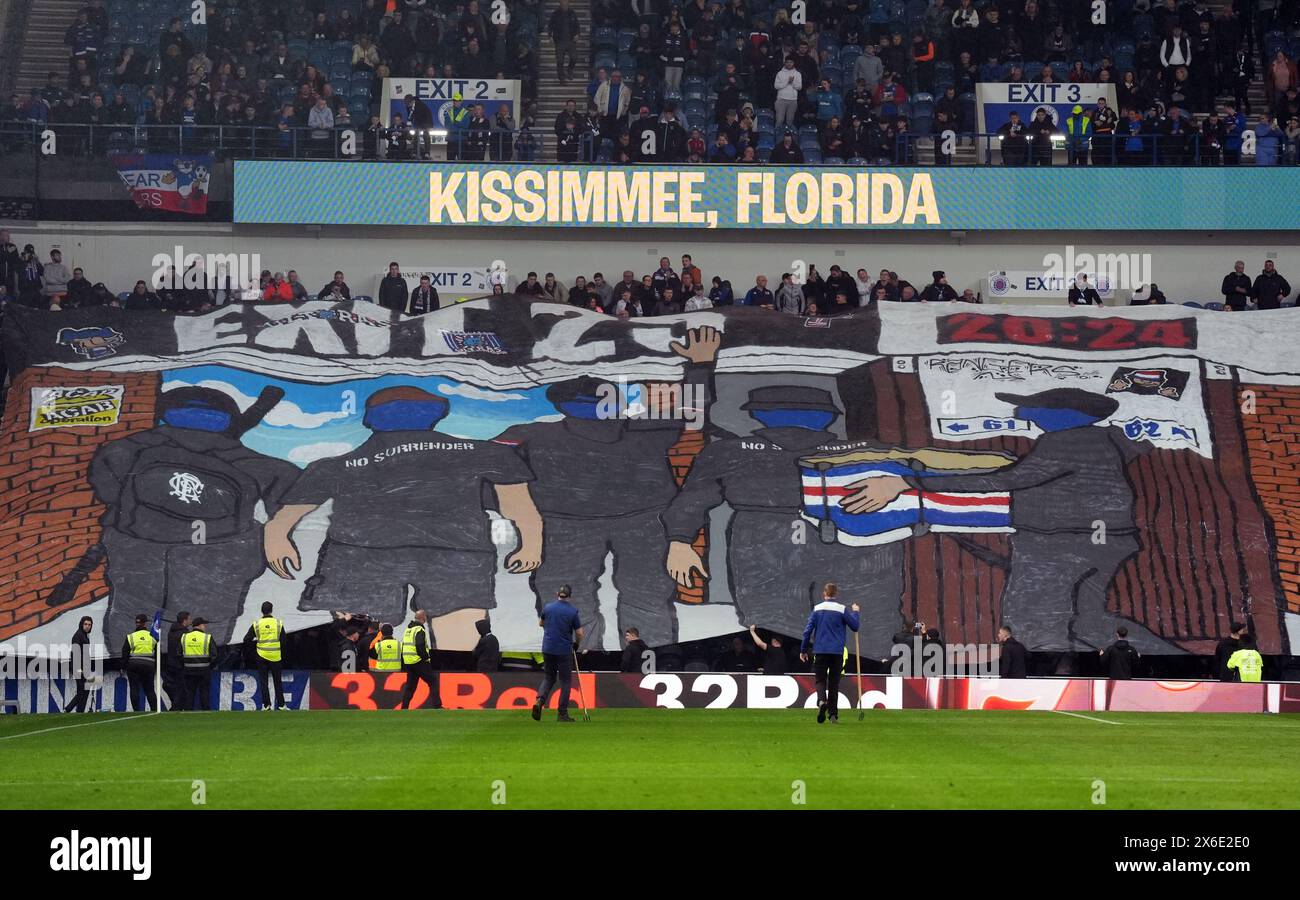 Union Bears present a banner during half time of the cinch Premiership ...