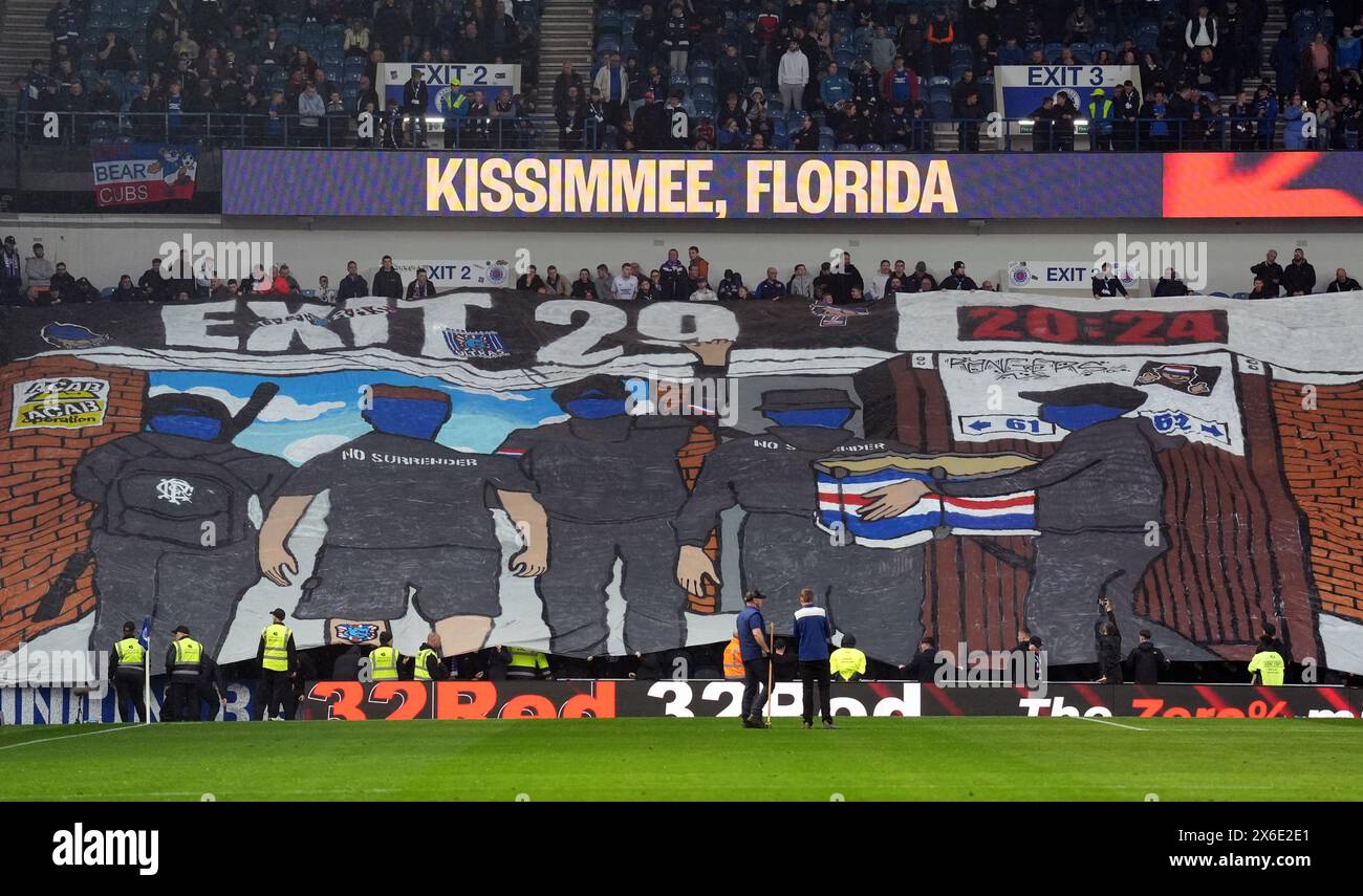 Union Bears present a banner during half time of the cinch Premiership ...