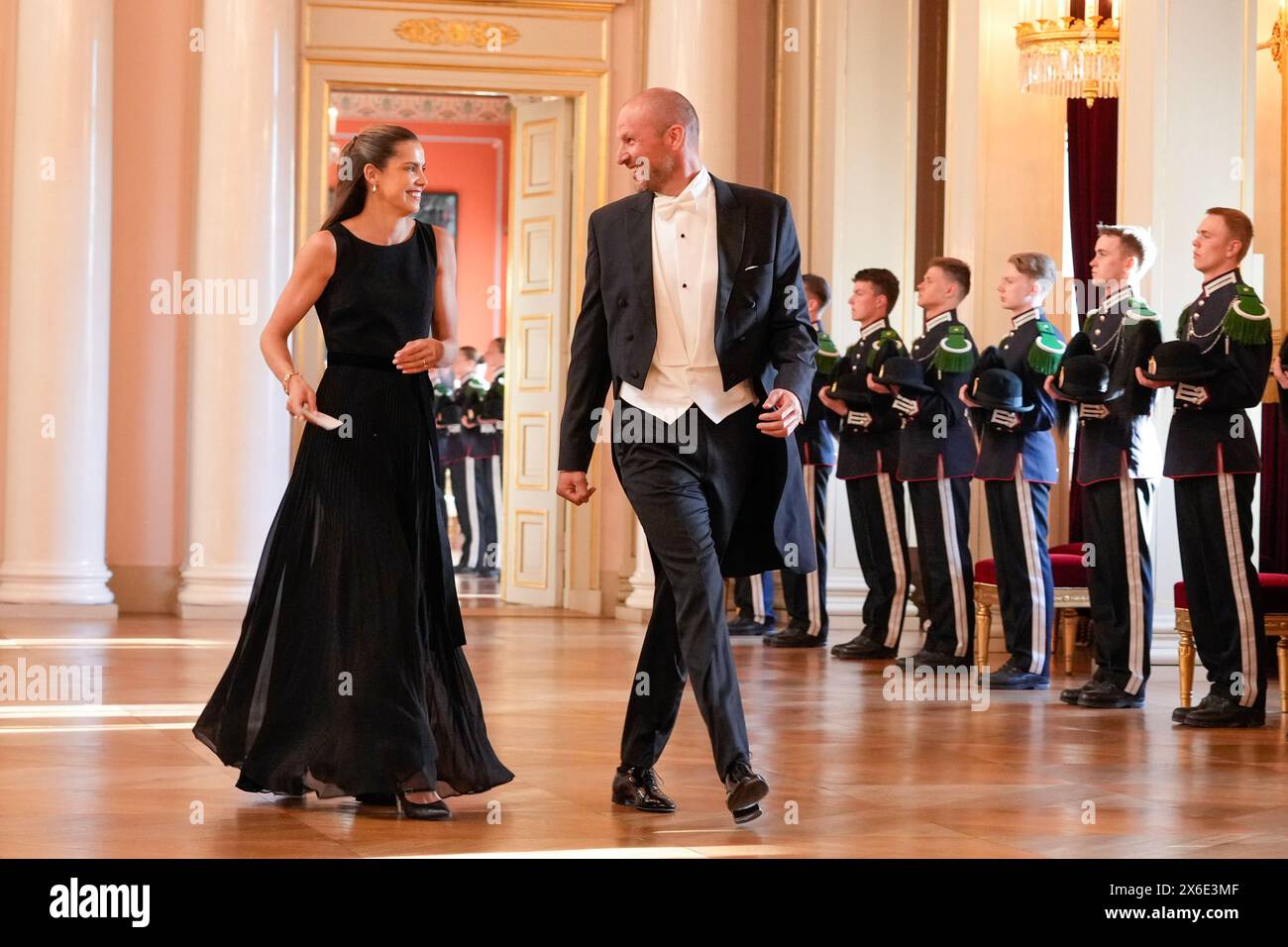 Oslo 20240514.Amalie Juel and Aksel Lund Svindal on their way to a gala ...