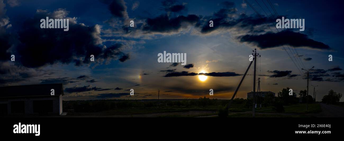 panorama of Halo at sunset Stock Photo - Alamy