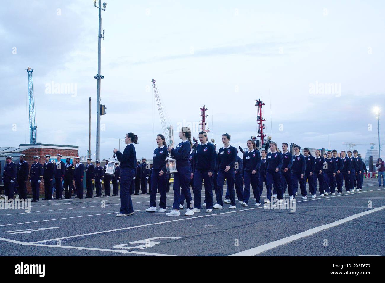 France's Freedom Flame is carried in a procession at Portsmouth International Port. The Flamme ...