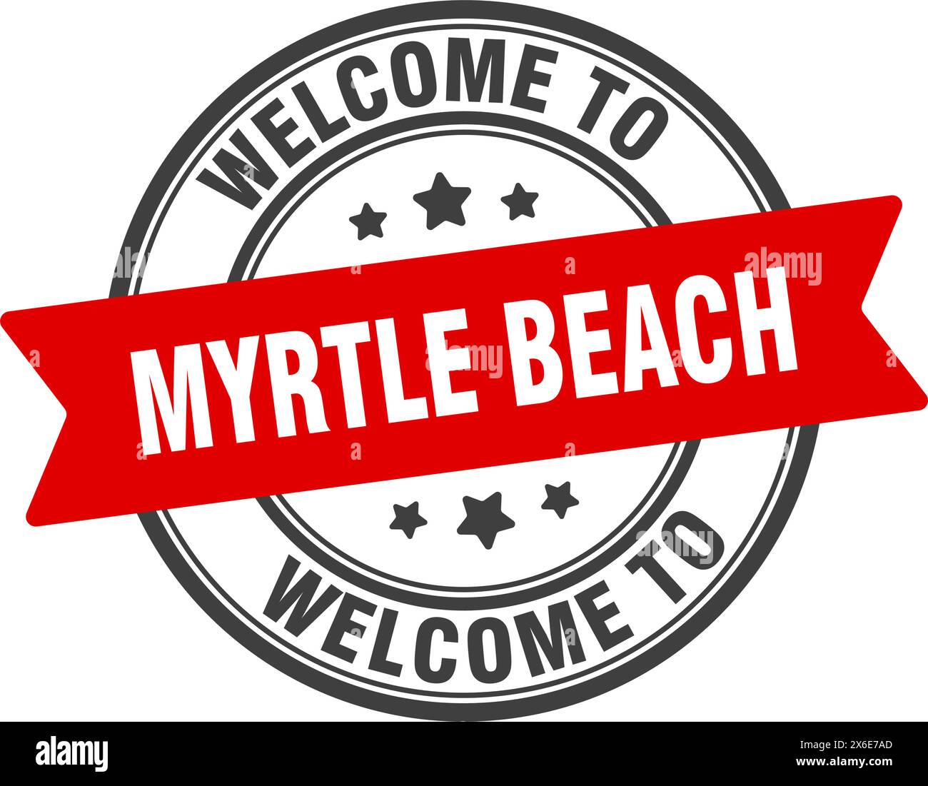 Welcome to Myrtle Beach stamp. Myrtle Beach round sign isolated on ...