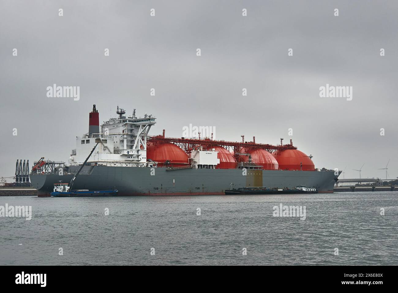 LNG liquefied natural gas ship terminal in the Port of Rotterdam Stock ...