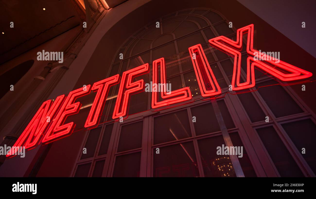 Cologne, Germany. 14th May, 2024. The word "Netflix" shines brightly at ...