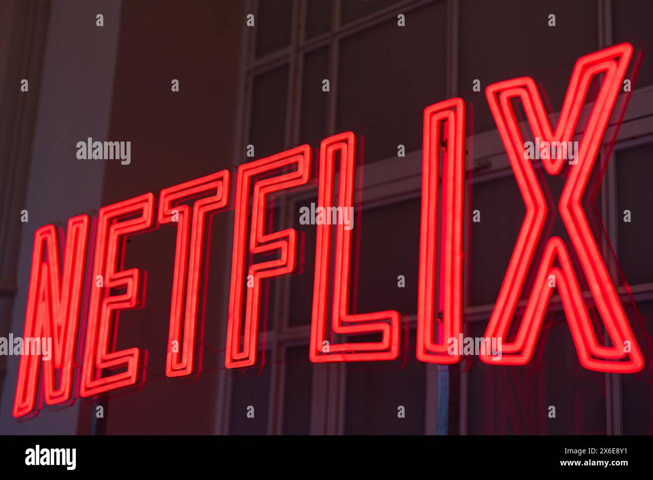 Cologne, Germany. 14th May, 2024. The word "Netflix" shines brightly at ...