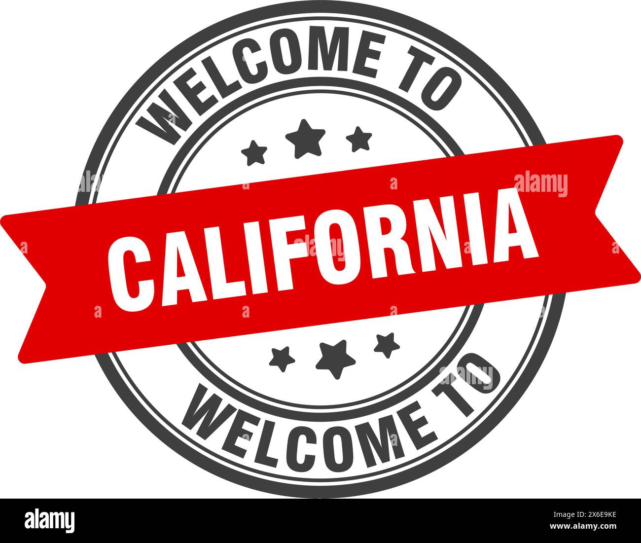 Welcome to California stamp. California round sign isolated on white ...