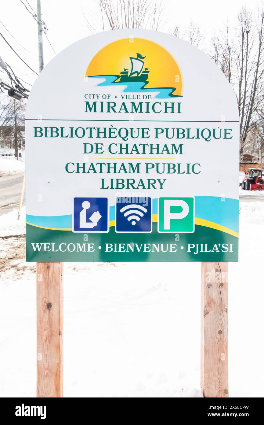 Welcome to the Chatham Public Library sign in Miramichi, New Brunswick ...