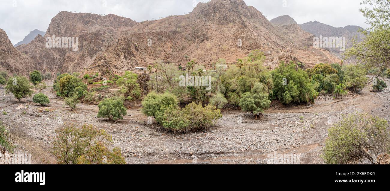 Dry Valley created by a black volcanic rock near the Grand Bara Desert ...