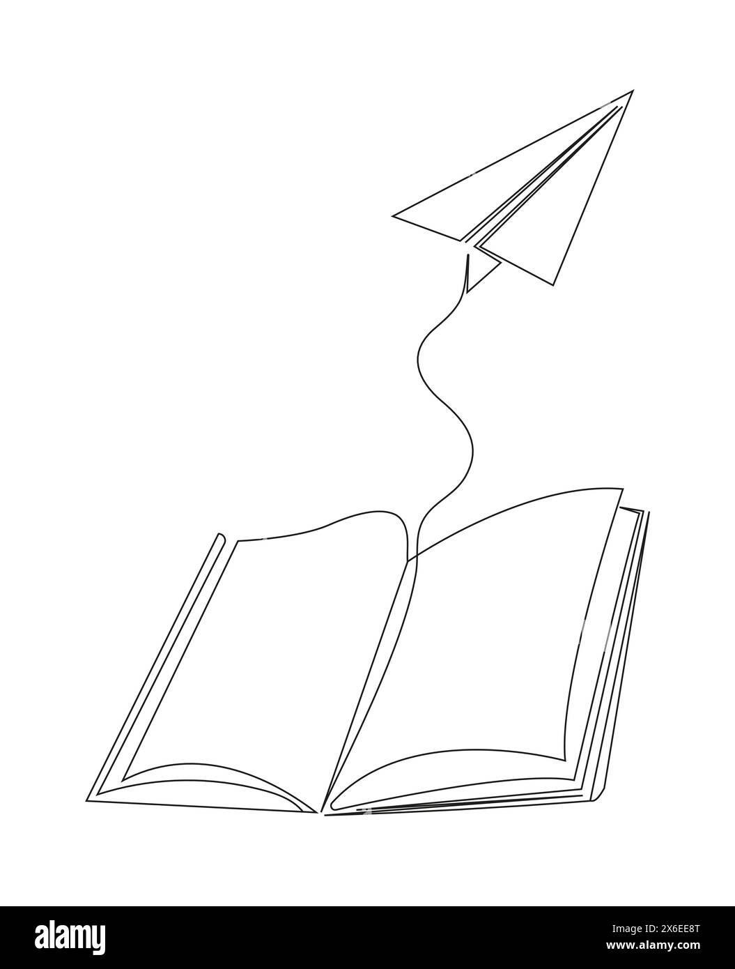 Minimalist vector illustration depicting a paper plane and book in a ...
